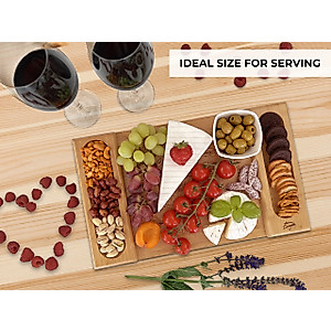 Bamboo Cheese Board Charcuterie Platter & Serving Tray Charcuterie Boards Gift Set Butter Board Perfect Choice for Gourmets, Birthday Presents, Wedding Gifts, Mothers & Housewarming Gifts