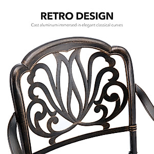 Patio Dining Chairs Set of 2, Elizabeth Outdoor Cast Aluminum Patio Chairs Weather Resistant with Thicker Cushions for Patio Deck Garden…