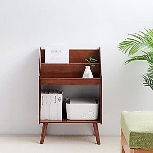 Maydear Bamboo Magazine Rack, Free-Standing Simple Bookshelf，Space-Saving, for Transporting Newspapers, Magazine，Book, Walnut