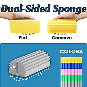 DOCHARD Damp Cleaning Sponge Duster, 4-Pack Squishy Wet Reusable Non Scratch Sponges kitchen, Super Absorbent Sponge with Ridges for Household or Car - Grey