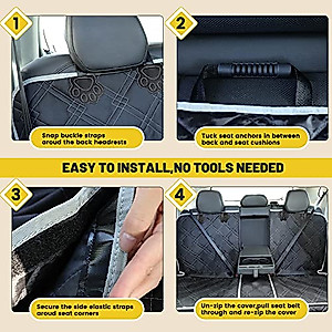 njnj Back Seat Cover Protector for Kids - Waterproof Bench Dog Car Seat Cover Compatible for Middle Seat Belt, Nonslip, Strong Durable Dog Seat Cover, Universal Size Fits for Cars, Trucks & SUVs