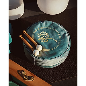 MV Joie Zafu Yoga Meditation Cushion Filled with Buckwheat Hulls & Charcoal Packs | Yoga Pillow in Soft Velvet/Suede; Embroidery Design, Free Lavender Pouch & Anti-dust Cotton Bag