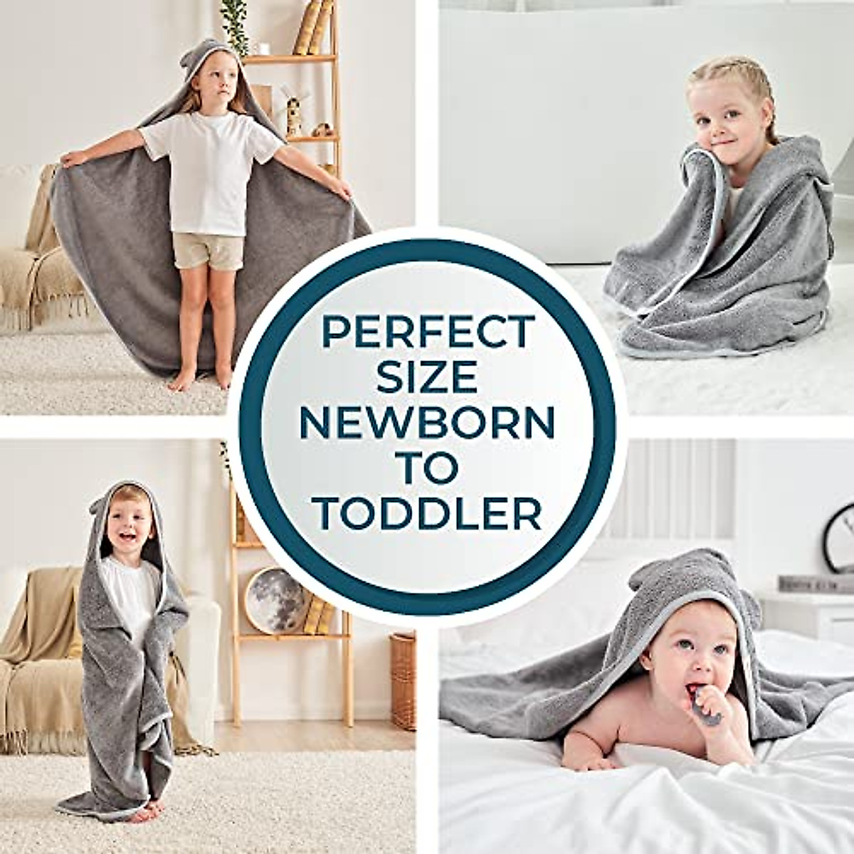 Munich Blue Baby Towel for Boys and Girls - Cozy Baby Bath Towel for Newborn, Infant and Toddler - 600GSM Premium Super Soft Hooded Baby Towel with Cute Bear Ears (Cloudy Color, 35 x 35 inch)