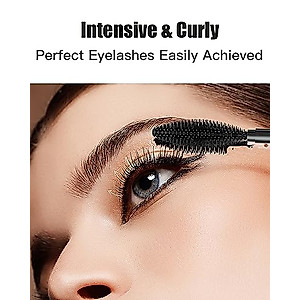 Naseny 2in1 Vibely Mascara 5X Longer Lengthening And Thickening Mascara Waterproof Black Volume And Lengh Mascara Smudge-Proof Non Clumping Long Lasting Eye Makeup