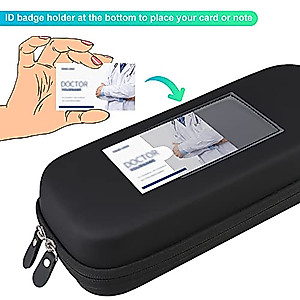 Canboc Stethoscope Case, Large Stethoscope Holder with ID Slot, Compatible with 3M Littmann Classic III, Lightweight II S.E., Cardiology IV Stethoscope, Mesh Bag fit Pen Light, Black+Black