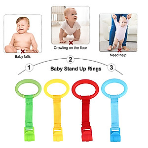 4Pcs Pull Ring Baby Bed Stand Up Rings Baby Cot Rings Walking Assistant for Baby Toddler