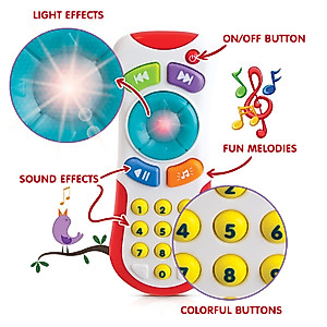 Baby Remote Control Toy for 3 Months & Up - Light Up Toy Remote with Fun Sounds & Music - Perfect Baby Gift