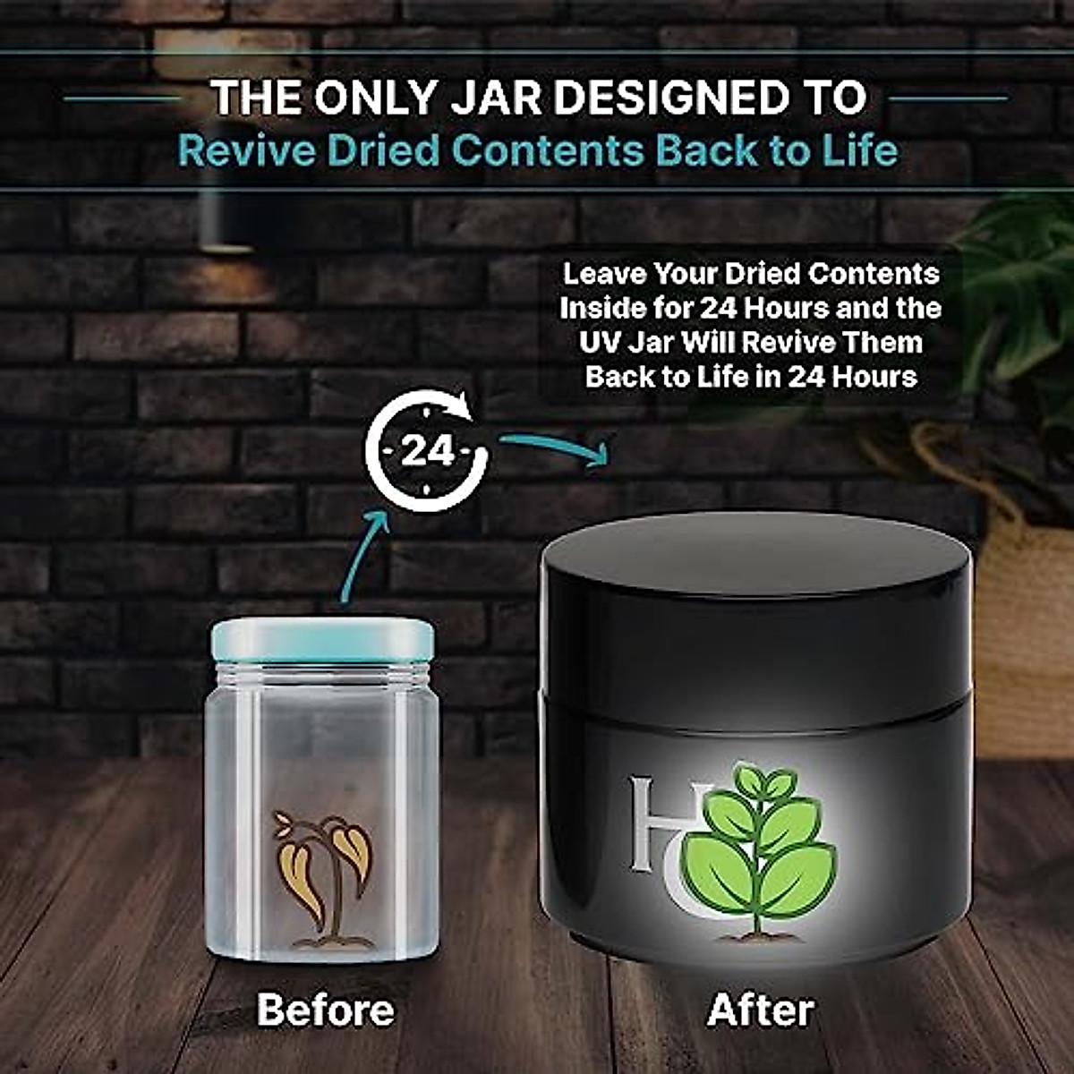 Herb Guard - Quarter Oz Ultraviolet Jar & Humidity Pack (100 ml) Airtight UV Protection Keeps Herbs Fresh for Months [3 Pack]