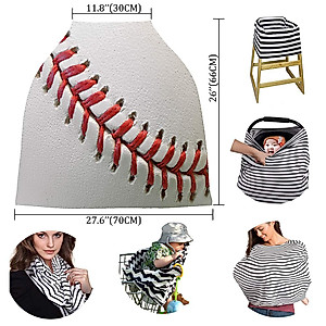 Nursing Cover Carseat Canopy, Baseball Texture Red Soft and Breathable Stroller Covers for Breastfeeding Infants, American Sports Multiuse-Nursing Scarf,Stretchy Babysitting Scarf