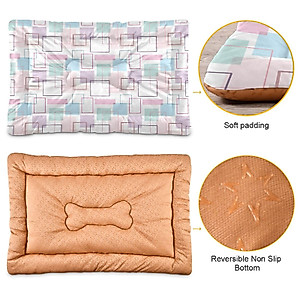 Coikll Pastel Square Pet Bed Pad Soft Dog Bed Mat with Anti-Slip Bottom, Machine Washable Crate Pad Mattress for Dog Sleeping- 24 * 18inches