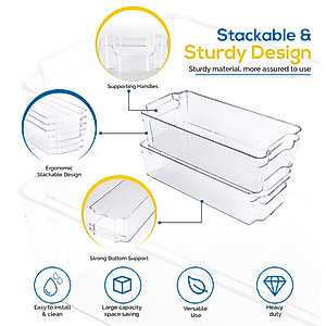 Utopia Home Pantry Organizer - Set of 10 Refrigerator Organizer Bins - Fridge Organizer for Freezers, Kitchen Countertops and Cabinets - BPA Free (Clear)