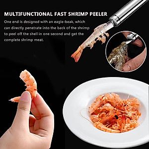 3pcs Shrimp Deveiner Tool — 5 in 1 Multifunctional Shrimp Fish Knife with 1 Wooden Prawn Peeler, 2 Stainless Steel Shrimp Peeler and Deveiner Tool, Seafood Shrimp Line Knife Kitchen Tool.