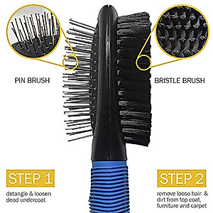 BV Dog Brush and Cat Brush, Pet Grooming Comb, 2 Sided Bristle and Pin for Long and Short Hair Dog, Removing Shedding Hair
