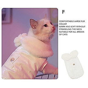Cat Winter Coat, Pet Cold Weather Clothes with Fur Collar for Small Puppy Dog Clothes Cat Puppy Kitten Clothes M