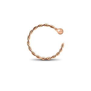 14k Rose Gold Nose Hoops Twisted Open Nose Rings 3/8" - 9.5mm 22G
