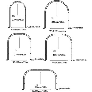 Heavy Duty Garden Arch Large Climbing Plants Support Trellis Pergola Arbour Metal Rose Arches Archway, Anti-Rust Tubular Trellis Arbor, Wedding Arch Flowers Stand,120x220x40CM