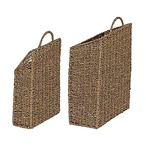 Household Essentials ML-5613 Seagrass Wall Basket Set, Brown, 2 Piece