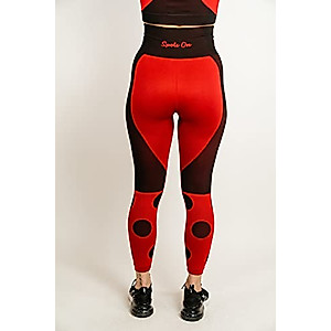 Miraculous Ladybug Womens Leggings Active Cosplay - Seamless for Gym Workout, Exercise, Yoga, Running by MAXXIM Red/Black X-Large