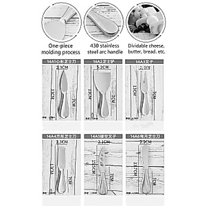 Linwnil 6 Pieces Set Cheese Knives, Steel Stainless Cheese Slicer Cheese Cutter Cheese Fork Light Weight One-Piece Silver Design