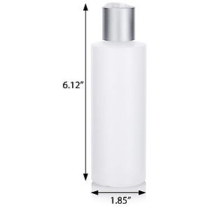 JUVITUS 6 oz Clear Natural Refillable Plastic Squeeze Bottle with Silver Disc Cap (3 Pack)