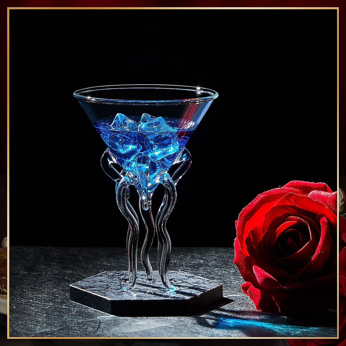 4 Pcs Octopus Martini Glass 4 oz Fun Cocktail Glasses Jellyfish Wine Glass Creative Jellyfish Glass Cup for Margarita Whiskey Drinking Glassware Kitchen Bar Party Wedding