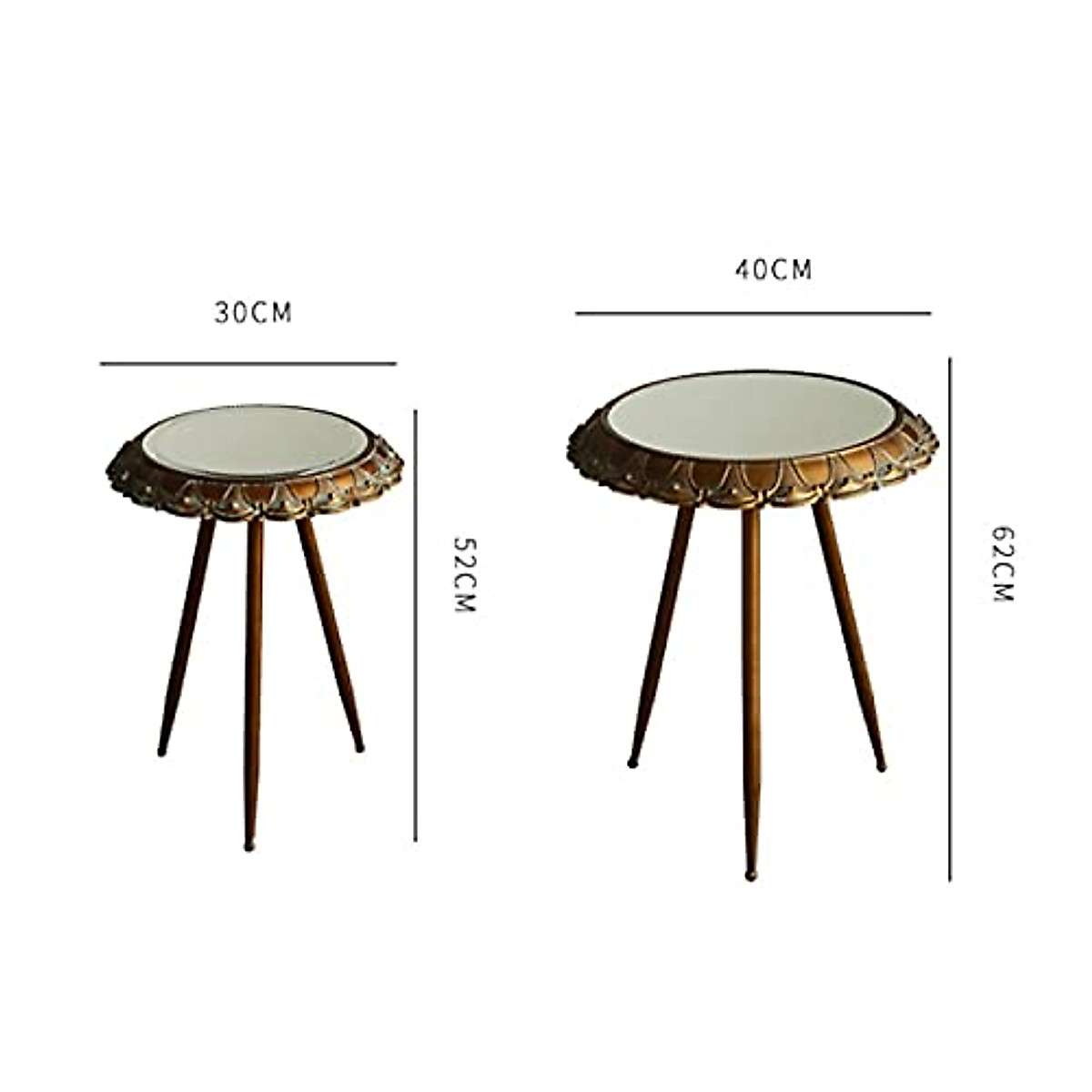 YDXNY Side Table Living Room Leisure Small Table Small Tea Table Round Iron Metal Lace Table (Size : 40x40x62cm)