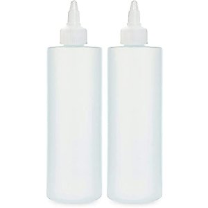 BRIGHTFROM Condiment Squeeze Bottles, 16 OZ Empty Squirt Bottle, Clear Twist Top Cap, Leak Proof - Great for Ketchup, Mustard, Syrup, Sauces, Dressing, Oil, Arts and Crafts, BPA FREE Plastic - 2 PACK