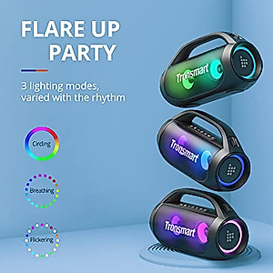 Tronsmart Bang SE Portable Bluetooth Speaker, 40W Wireless Stereo Sound, IPX6 Waterproof Loud Bluetooth Speaker with Subwoofer, Bluetooth 5.3, 24H Playtime, 3 led Light Modes for Outdoor/Home/Party
