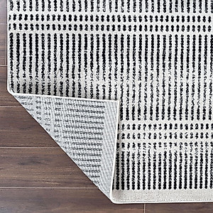 Rugshop Contemporary Stripe Lines High Traffic Living Room,Bedroom,Kitchen, Home Office Runner Rug 2' x 7' Cream