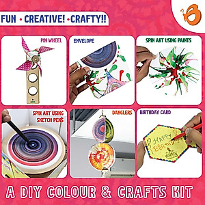 ButterflyEdufields 2in1 Spin Art Machine & Drawing Robot, DIY Spin & Paint Art Craft Kit,STEM Construction Activity Toys for Kids 6+ Years Boys Girls, Best Gift for Kids