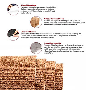 XFasten Chair Mat Office Protector for Hardwood Floors, Brown 56”x36”, 1/6” Thick Premium Low Pile Floor Protector Mat Desk Rug | Wood and Tile Protection Mat for Office Home Rolling Chair Rug