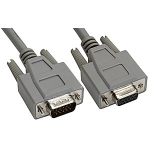 Amphenol CS-DSDHD15MF0-005 15-Pin HD15 Deluxe D-Sub Cable, Shielded, Male/Female, 5', Gray