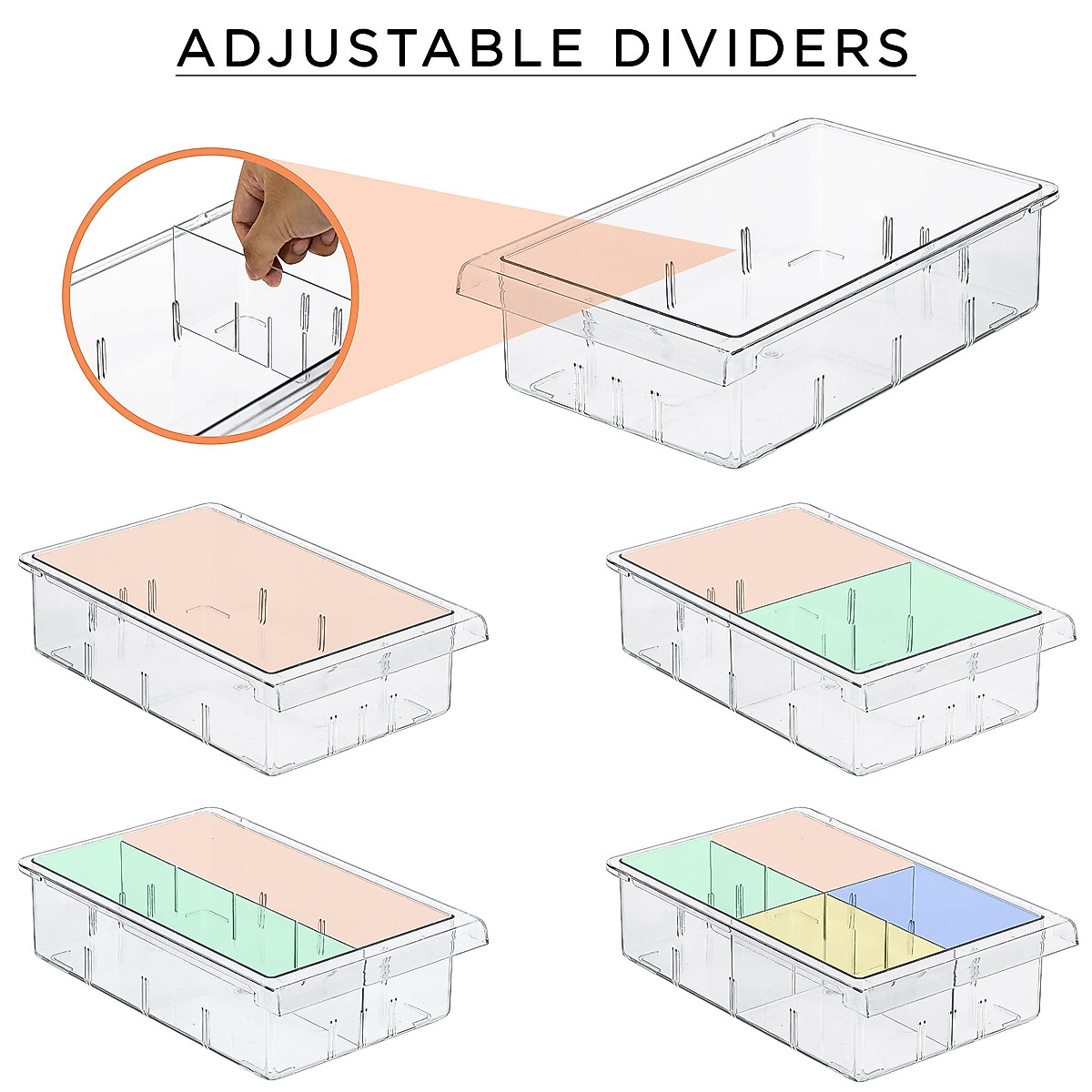 Sorbus Pull Out Fridge Drawer - Attachable Deli Drawer - Adjustable Refrigerator Storage Bin - Clear Plastic Kitchen Accessories