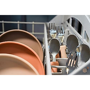 My Modern Mom Toddler Utensils - Spoons and Forks Set - 6 Pack Feeding Cutlery – Apricot, Cream and Sand Colors – Stainless Steel with Silicone Handles – Food Grade Silicone – Dishwasher Safe