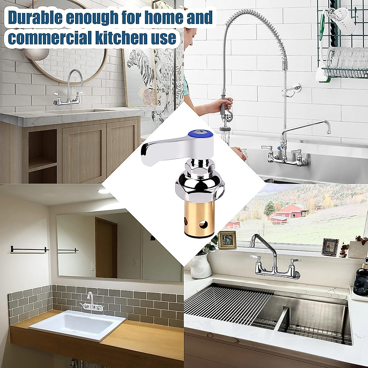 DNShorix 02713-40 Cold Side Handle Stem Assembly Replacement Parts Fit for T&S Brass All Faucets