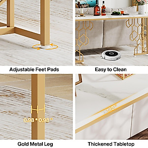 Tribesigns Modern Console Table, 70.87" Long Entryway Table for Living Room, Hallway, Entrance, Front Door, Foyer Sofa Table with Geometric Gold Frame & Faux Marble White Tabletop