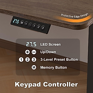 ExaDesk 40 * 24 Inches Electric Standing Desk, Adjustable Height Sit Stand Up Desk with 3 Memory Presets, Motorized Home Office Computer Gaming Workstation Desk, Espresso