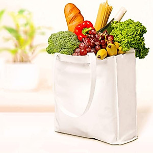 WHITEWRAP Canvas Grocery Shopping Bag with 6 Pockets 14.5” x 13” x 8”