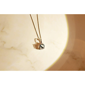 Gin & Grace 10K White Gold Natural Diamond (I1,I2) & Genuine Blue Aquamarine Pendant for Women