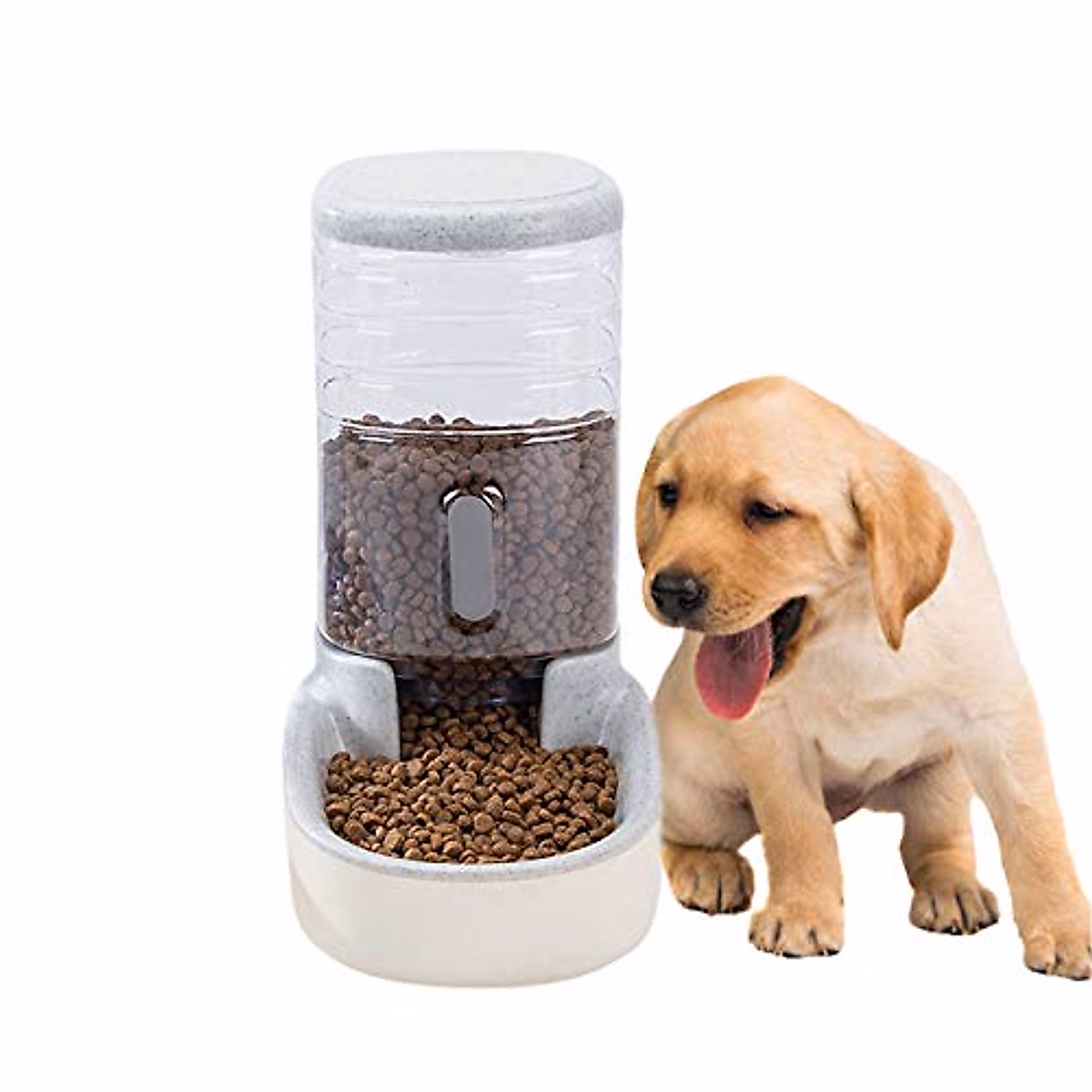 kathson Automatic Replenish Pet Food Feeding Dispenser Station,Easily Clean,Eating Bowl Storage Container Self Feeder Gravity for Dogs, Cats Small Pets Puppy Kitten Rabbit Bunny 1 Gallon
