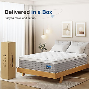 BedStory King Mattress, 14 Inch Luxury Hybrid Mattress in a Box with Gel Memory Foam, Pressure Relief Individual Wrapped Coils King Size Mattress for Motion Isolation, CertiPUR-US Certified