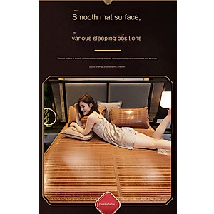 Bamboo Sleeping Mat, Sleeping Mat, Breathable Folding Bed Double-Sided Bamboo Mat, Bedding for Home School Dormitory(1.35m)