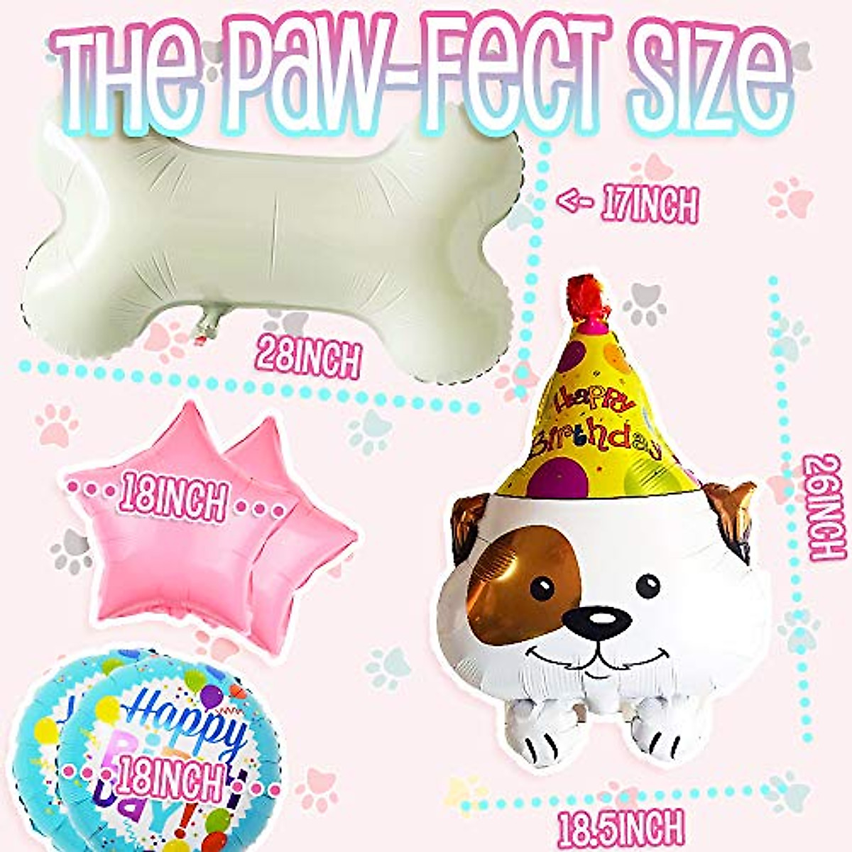 Dog Birthday Party Supplies Balloons | Perfect Puppy Bone Decorations for Lets Pawty, Woof, Birthday or Pet Adoption Parties | Mylar Foil Pet Themed Balloon Decor for Boy or Girl Dogs