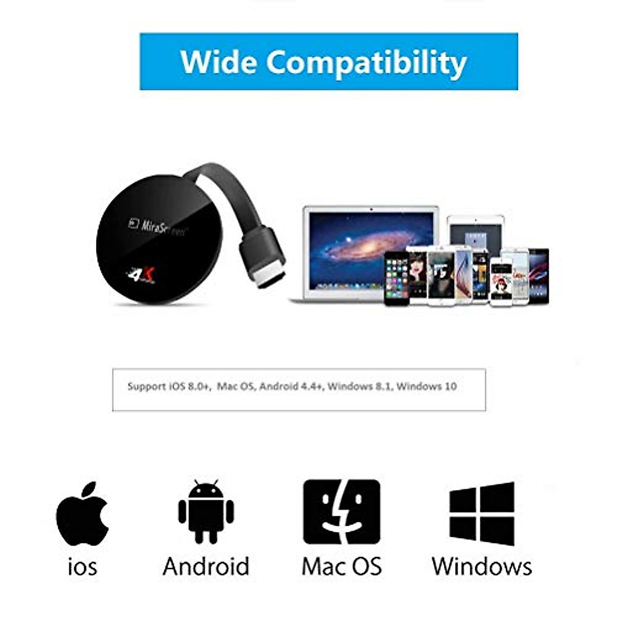 SmartSee Miracast Wireless Display Receiver 1080P HDMI WiFi Media Streamer Adapter Support Chromecast YouTube Netflix Hulu Plus Airplay DLNA TV Stick for Android/Mac/iOS/Windows (2.4G + Google Home)