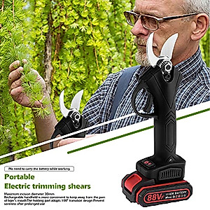 FWBNUIF Pruning Shears Gardening Tools Garden Shears Garden Scissors 88V Cordless Electric Pruning Shears Secateur Rechargeable Branch Cutter Scissor (Black, 34x24x10cm)