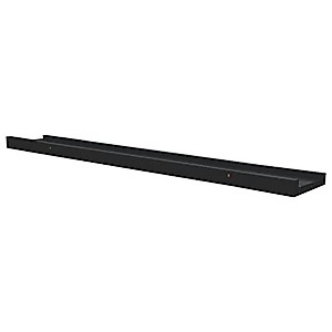 Natulvd Wall Shelves with Ledge, 31.5 Inch Floating Picture Ledge Shelf Set of 2, Narrow Wall Mounted Shelf for Decor and Display, for Bedroom, Living Room, Bathroom, Black