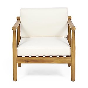 Christopher Knight Home 318120 Bonsallo Club Chair, Teak + Cream