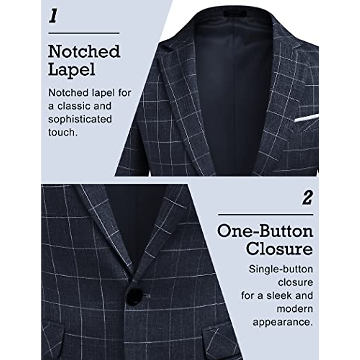 COOFANDY Mens Plaid Sport Coat One Button Regular Fit Blazer Premium Suit Jacket