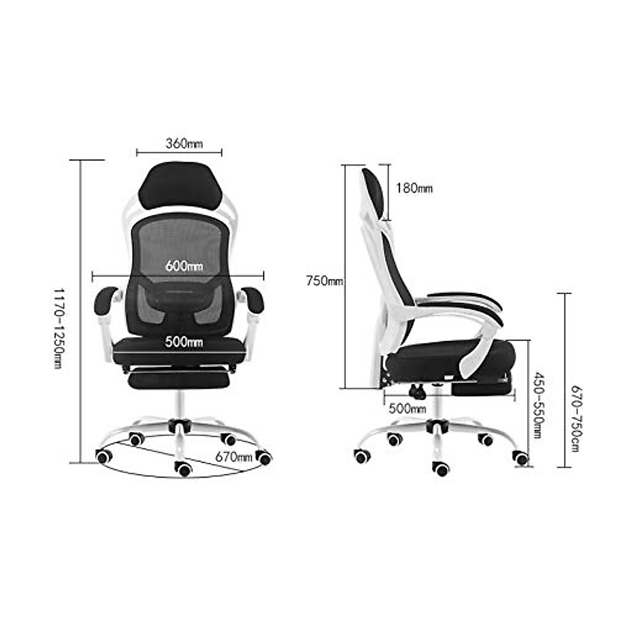 ADUH Fabric Mesh Office Chair Executive Swivel Computer Desk Chair with Large Seat Adjustable Armrests (Color : D)