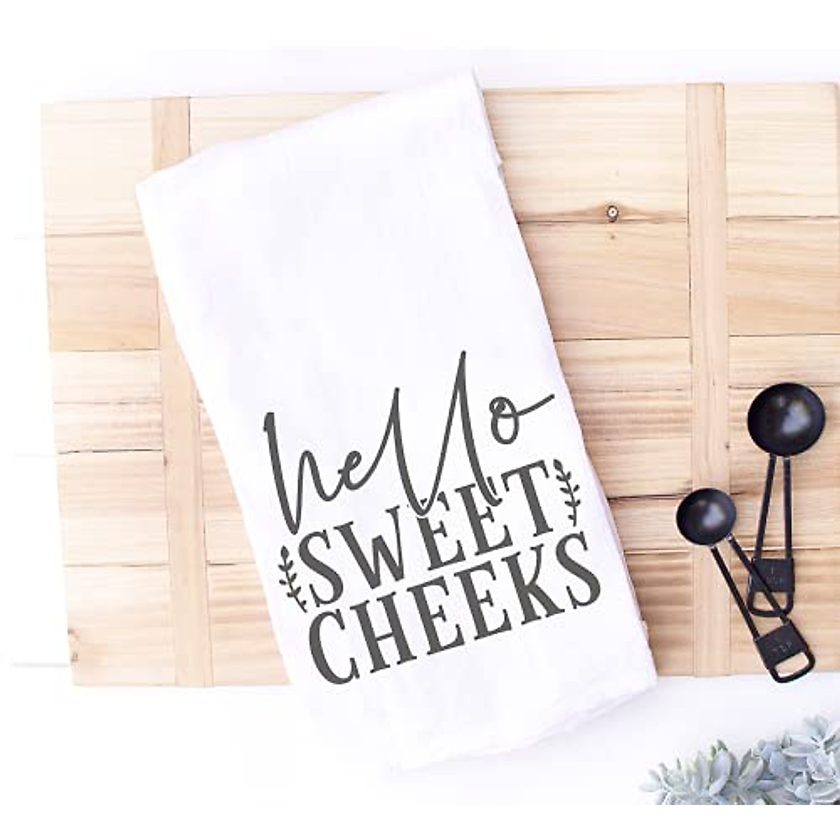 Handmade Funny Kitchen Towel - Hello Sweet Cheeks - 100% Cotton Funny Hand Towel for Bathroom - 28x28 Inch Perfect for Housewarming-Christmas-Mothers’ Day-Birthday Gift
